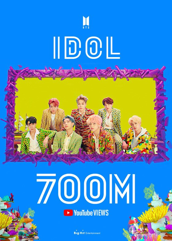 BTS 'IDOL' MV Surpasses 700 Million Views on YouTube